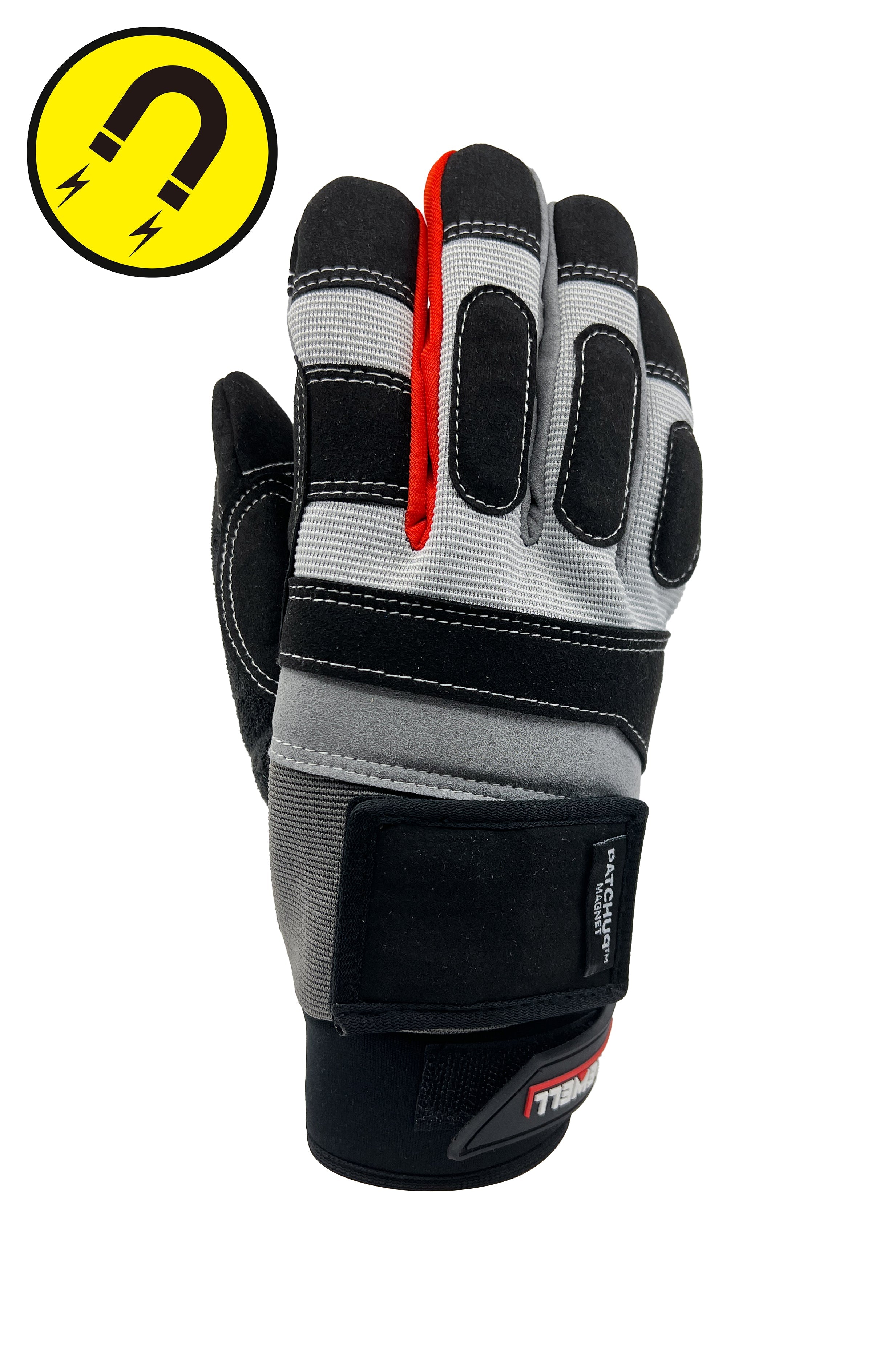MOREWELL® PATCHUP® PLUS Gray Patented Magnet Gloves - Tool Holding