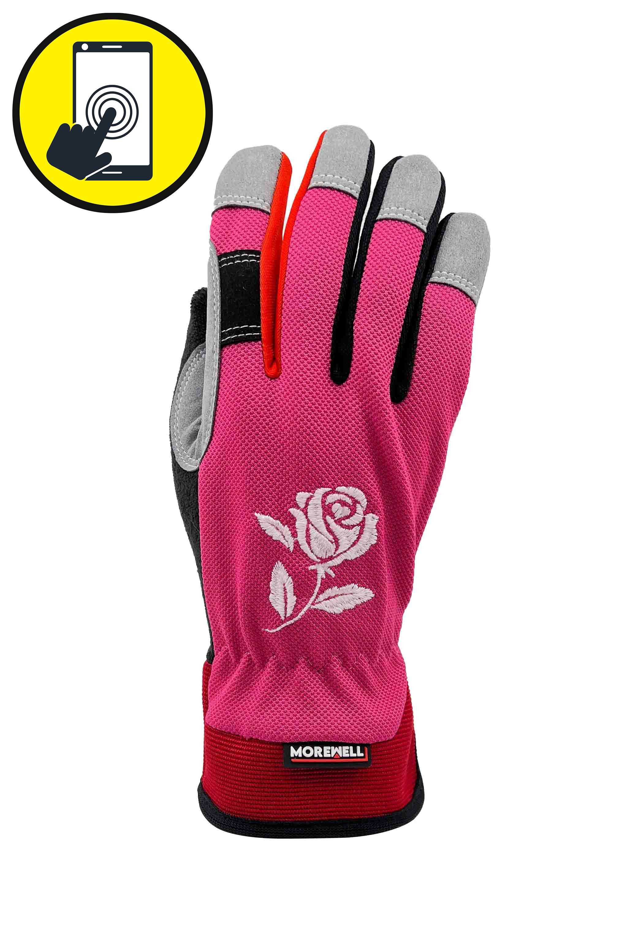 MOREWELL® DAISY PINK Series Synthetic Leather Garden Gloves